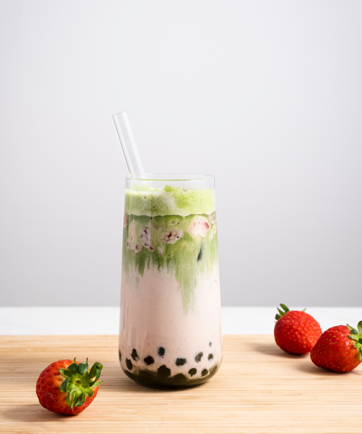 Matcha Boba with Strawberry Milk | Nekohama